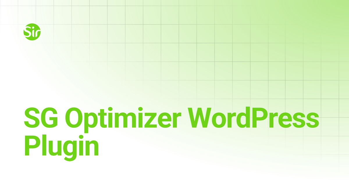 SG Optimizer WordPress Plugin | Sirdata CMP